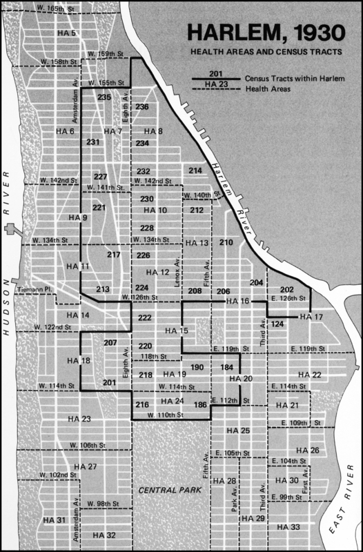 Map of Harlem Health Areas and Census Tracts, 1930 · SHEC: Resources ...